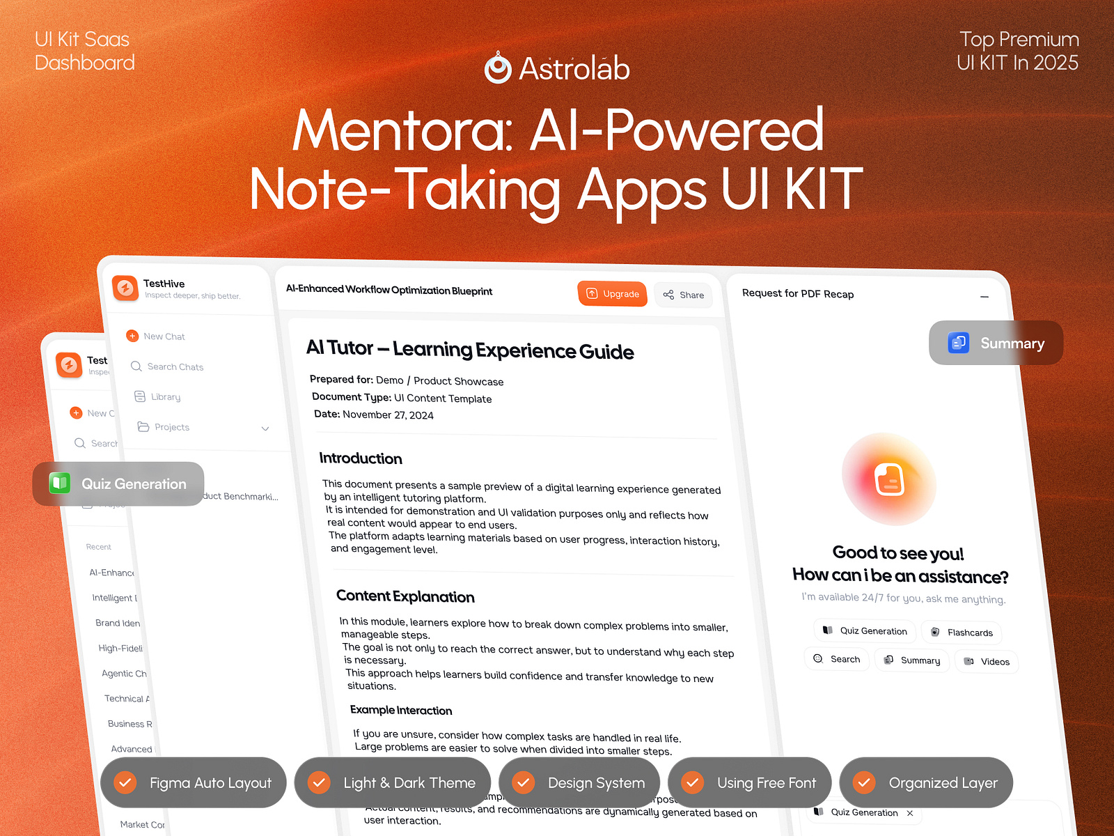 Mentora: AI-Powered Note-Taking App UI Kit by Astrolab on Dribbble