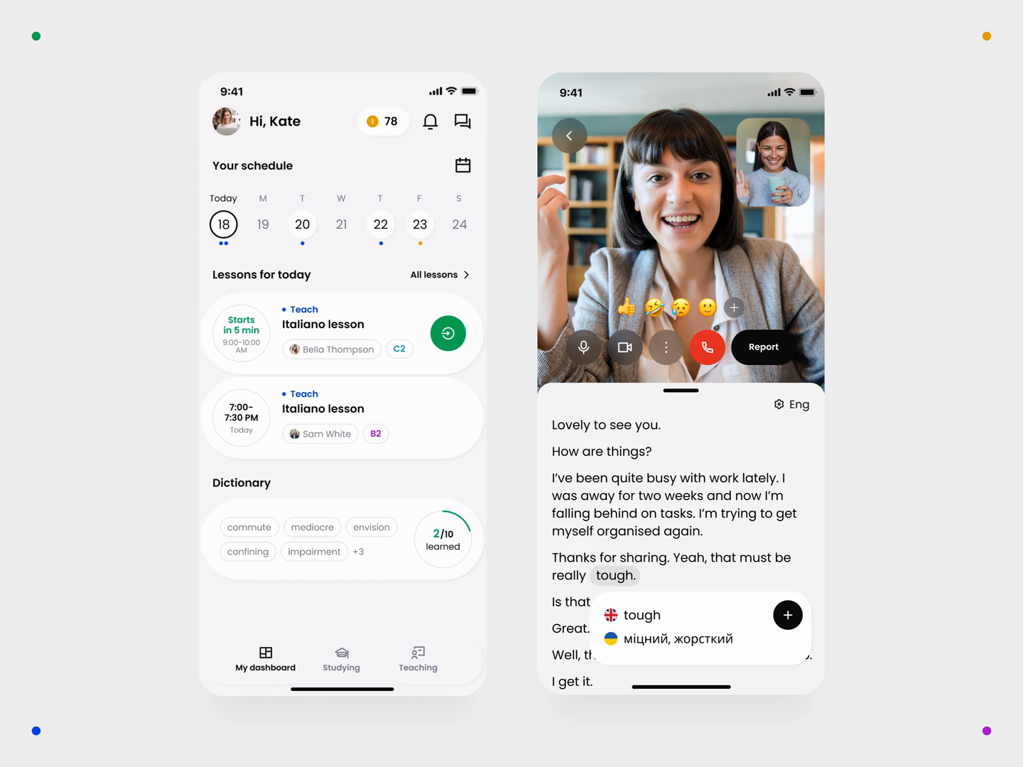 Language Learning&Teaching mobile app by Anna Pomaho on Dribbble
