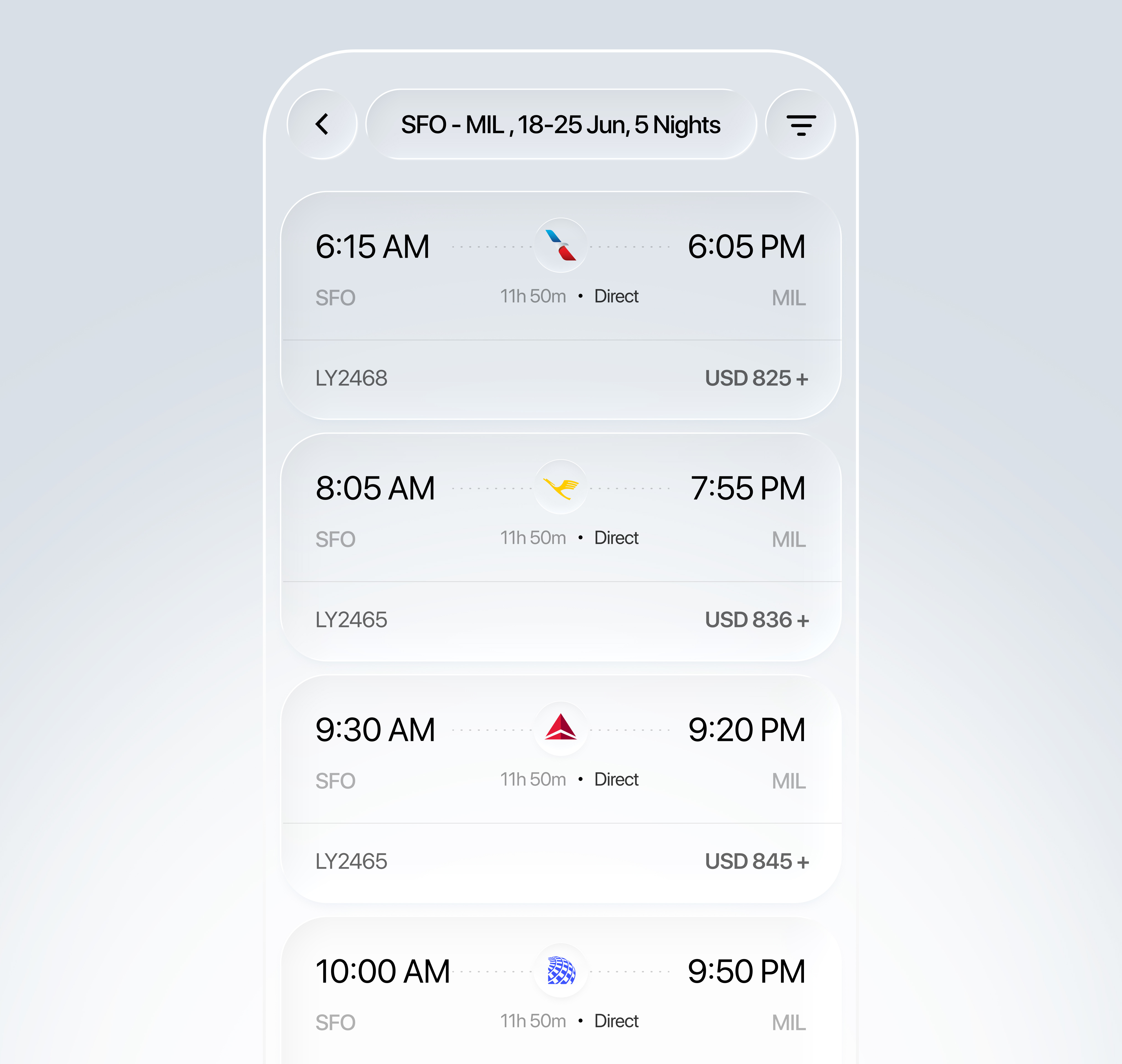 Flights Booking App – Glass UI Design by AmazingUI by AmazingUI on Dribbble