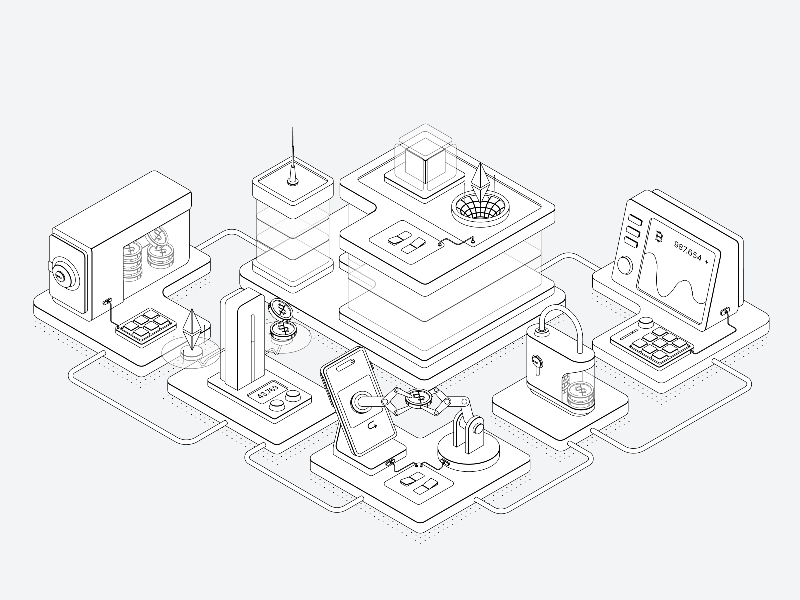 Block Mesh — Decentralized Finance 2D Illustration by Dipa Illustration ...