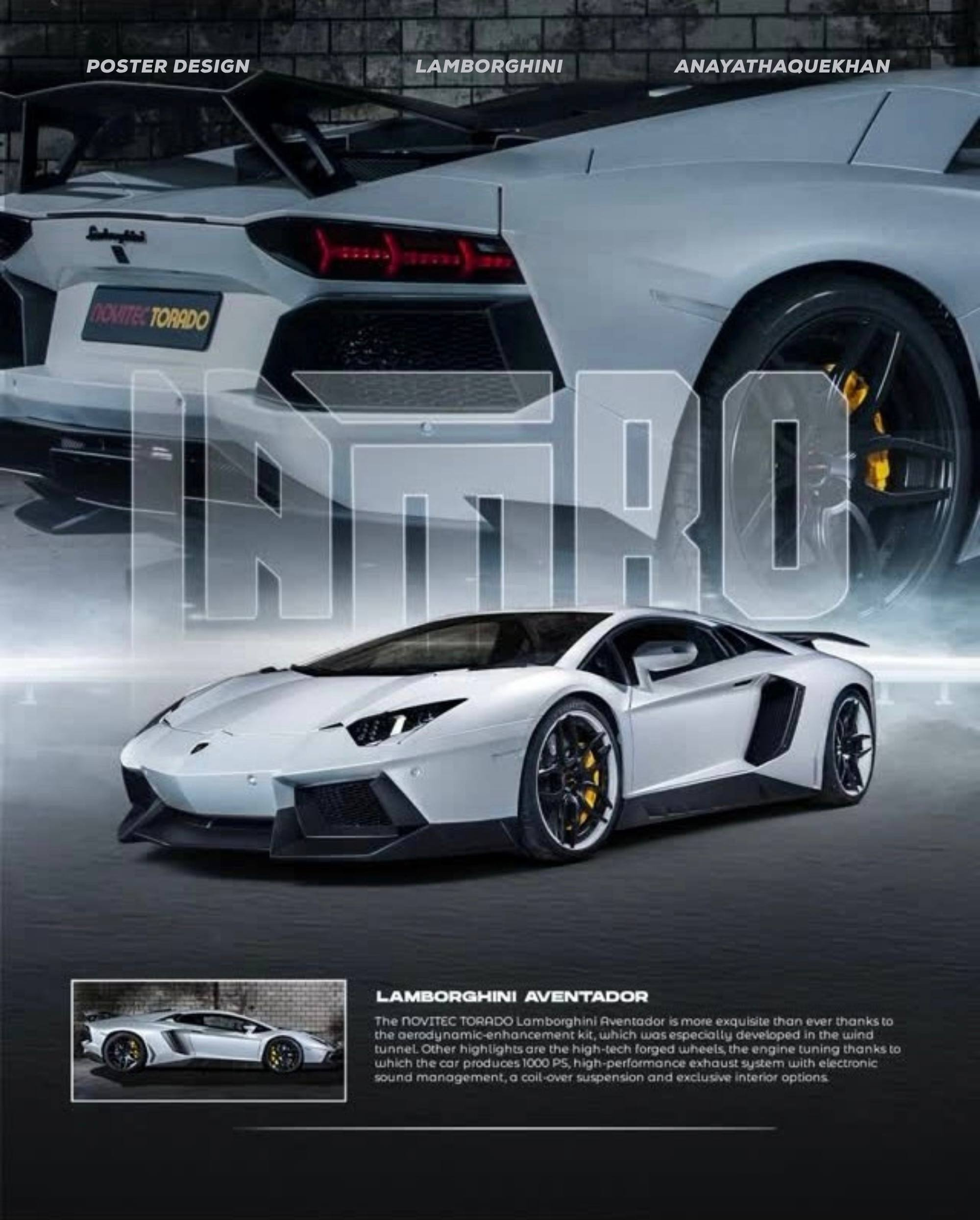 Modern Lamborghini Aventador S Car Poster Design. by Anayat Haque Khan ...