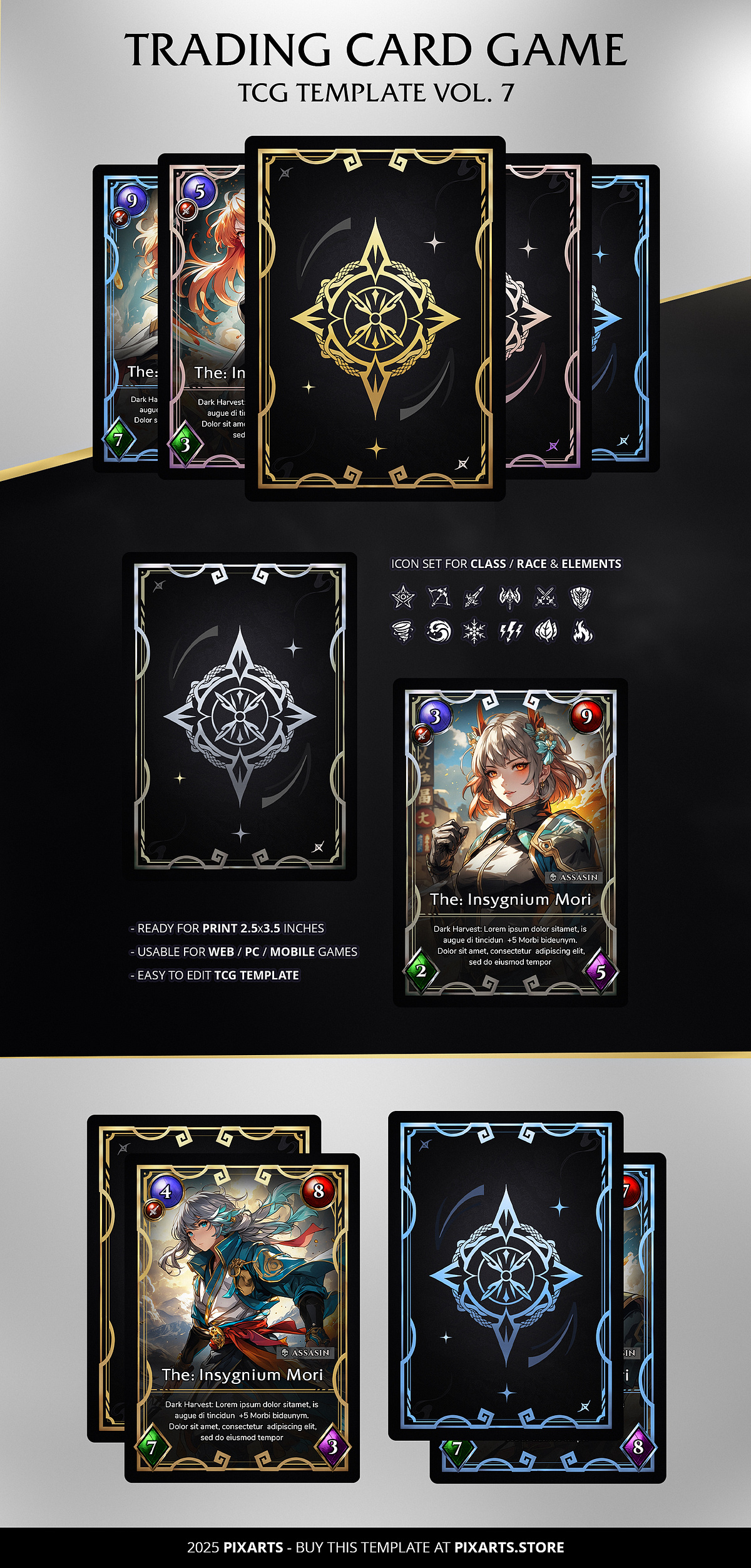 Trading Card Game (TCG/CCG) - Anime Modern Card Template v.7 by PIXARTS ...