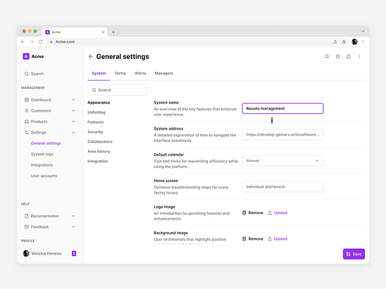 General Settings | Clear, Scannable System Configuration by Vinícius ...