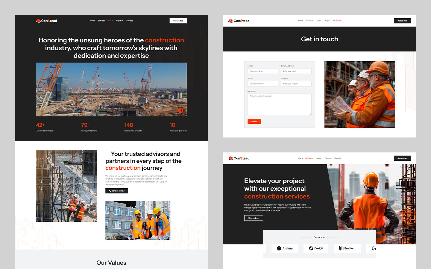 Construction Company Website Webflow Template by Prashant Tandel on Dribbble