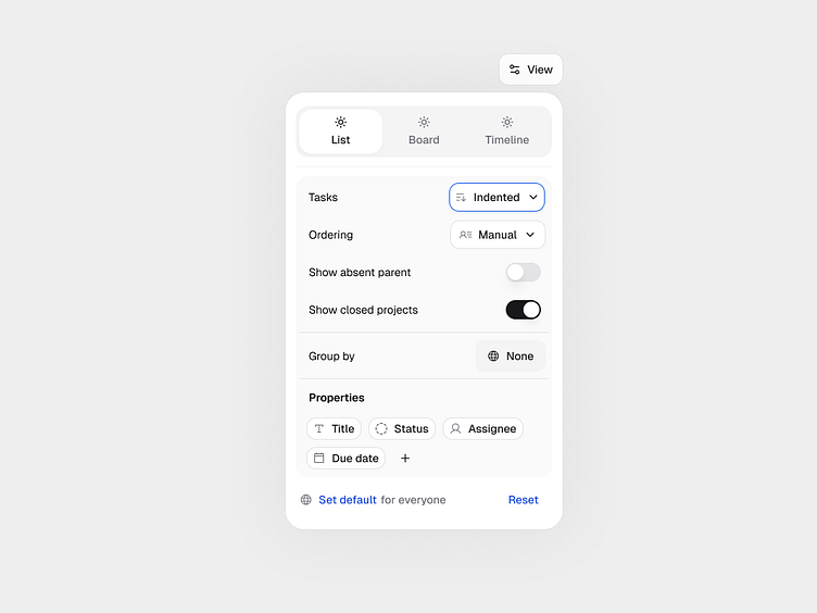 Task View Configuration - UI Component by Jason D on Dribbble