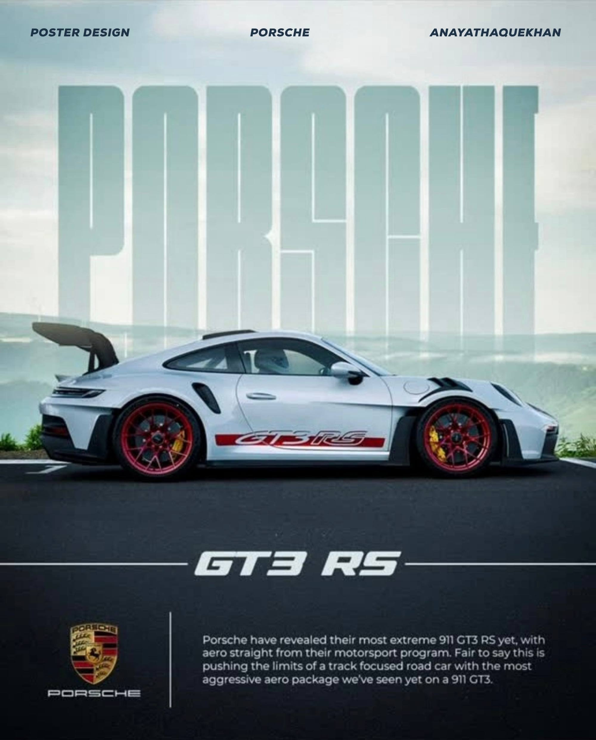 Porsche 911 GT3 RS Sports Car Poster Design. by Anayat Haque Khan on ...