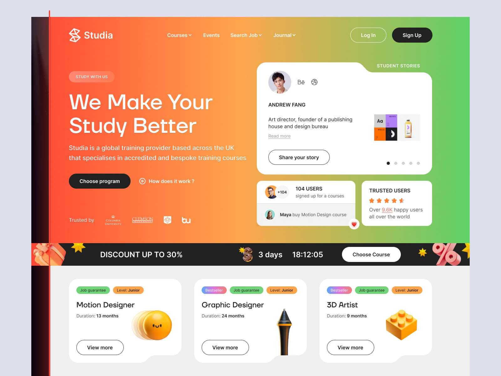 Hero Section for Educational Platform by Serhii Zabirchenko on Dribbble