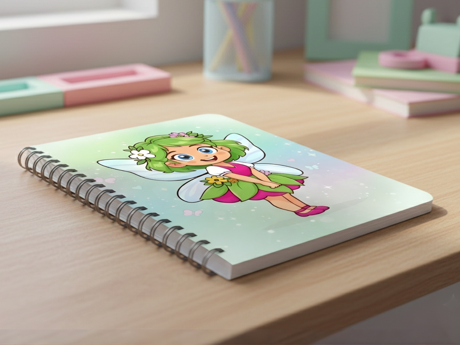 Cute Fairy Girl Cartoon Illustration for Notebook Cover Design by ...