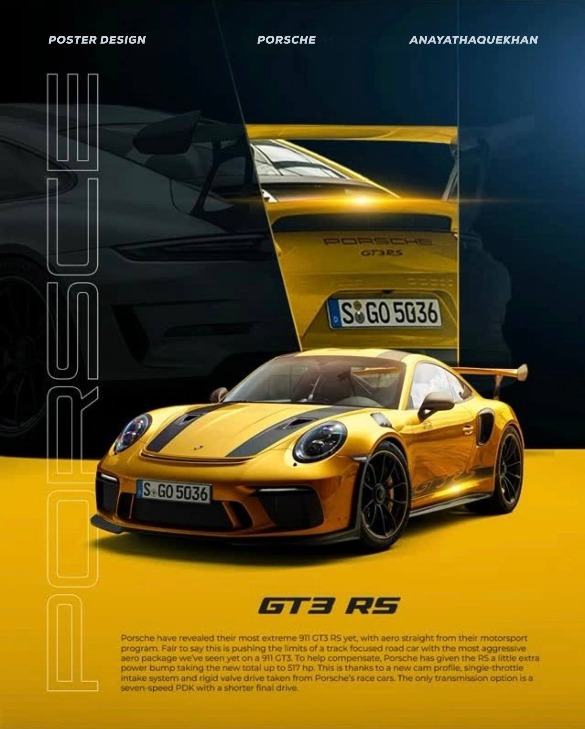 Porsche GT3 RS Sports Car Poster Design. by Anayat Haque Khan on Dribbble
