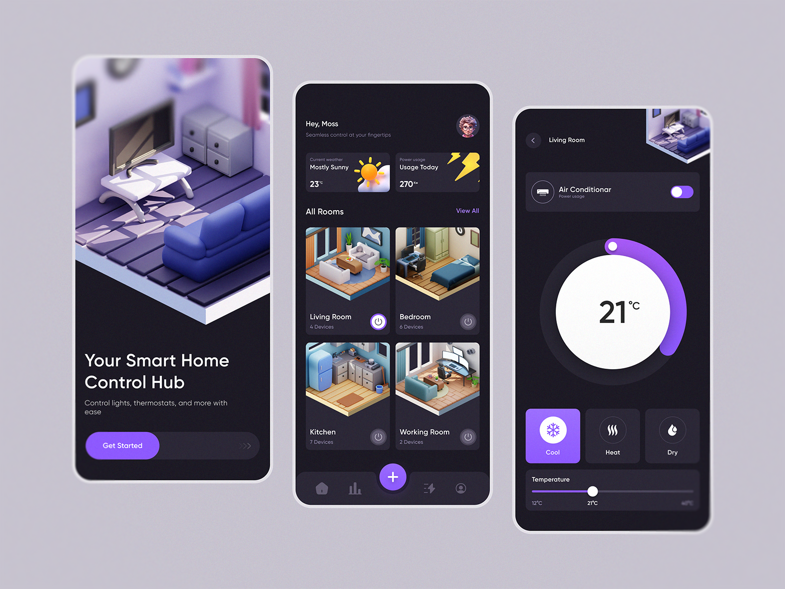 Smart Home Control App UI Design by designfyme on Dribbble