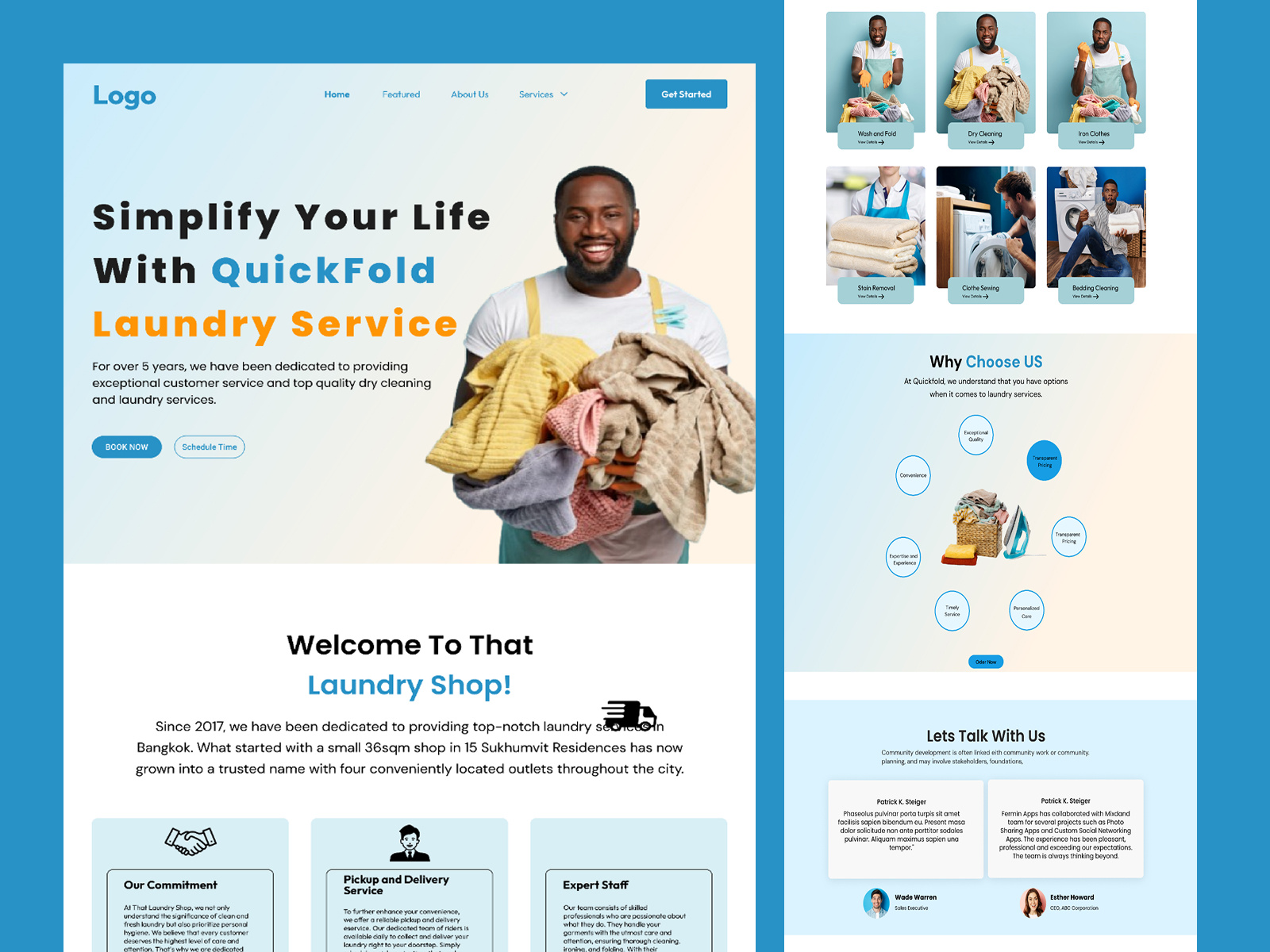 Laundry Landing Page with Responsive by Shariful on Dribbble