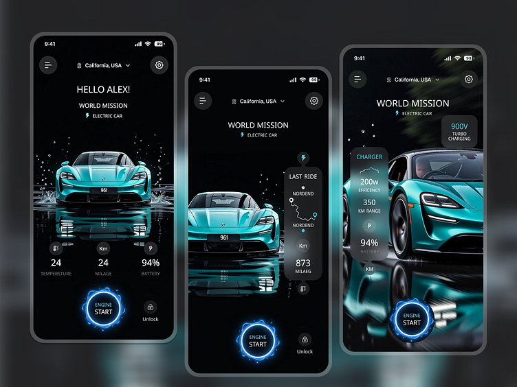 Electric Car Control App by Blend wrk UI/UX for Blend wrk on Dribbble