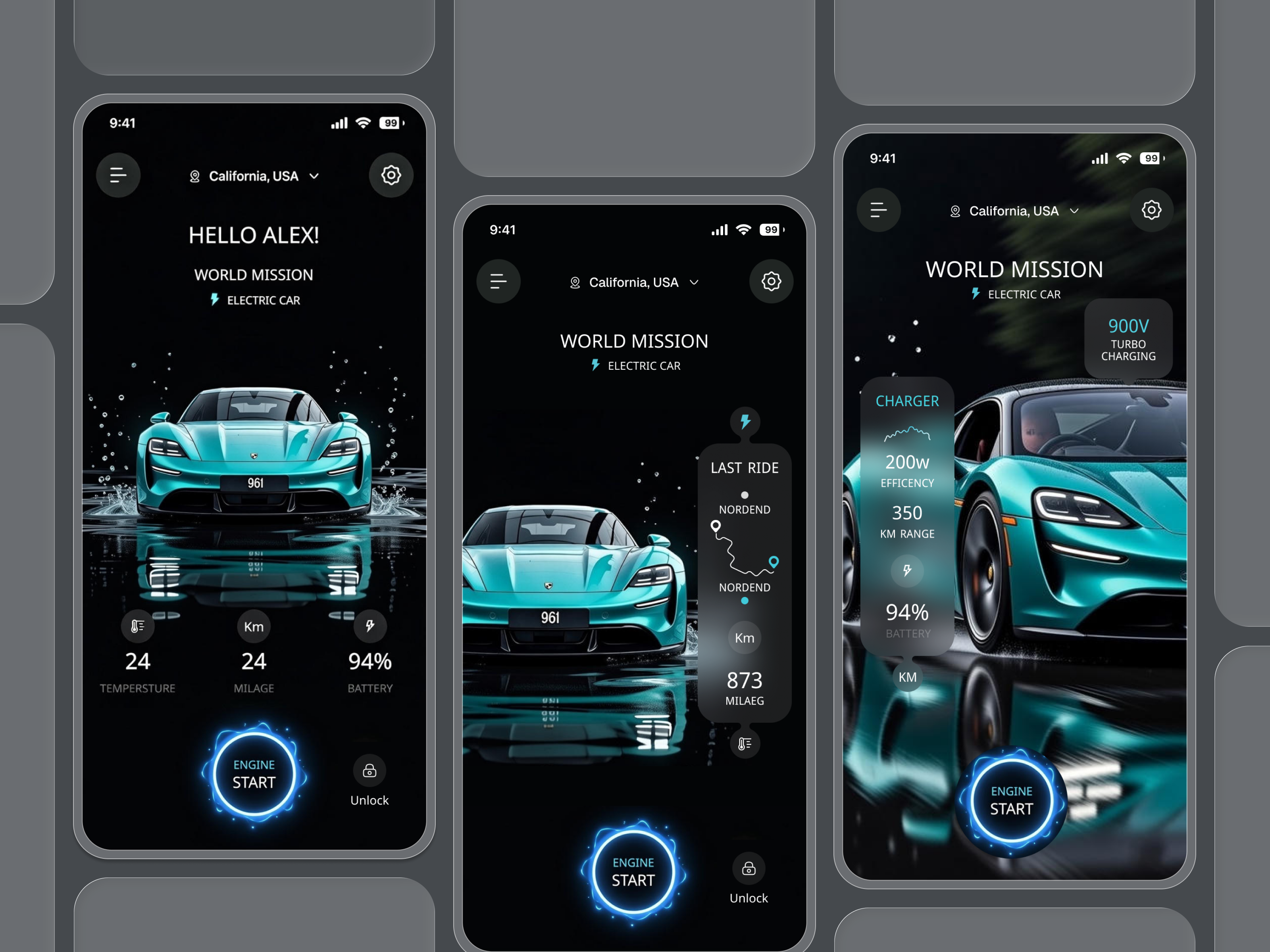 Electric Car Control App by Blend wrk UI/UX for Blend wrk on Dribbble