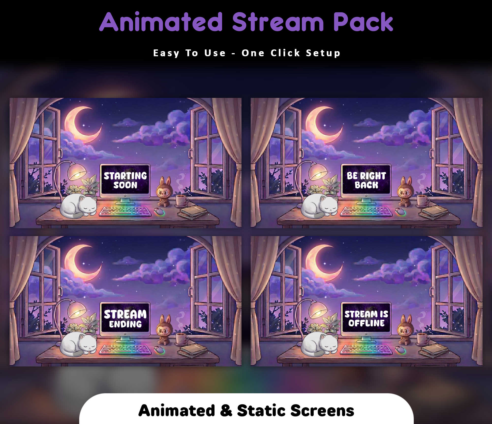 Sleep Cat Cozy Room Twitch Overlay | Twitch Overlay | Animated by ...