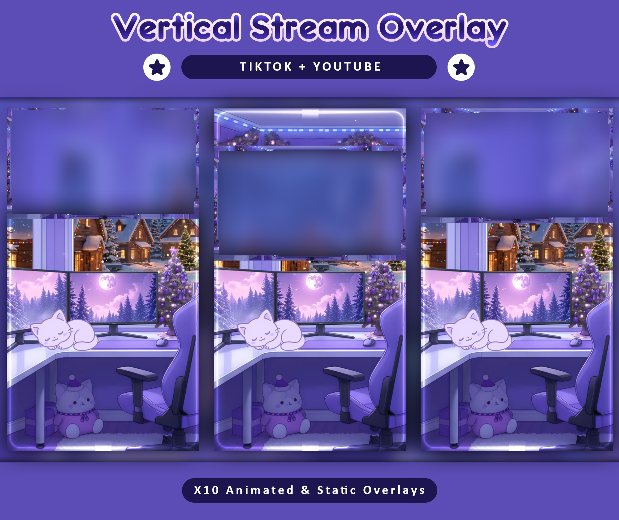 Cozy Christmas Cat Animated TikTok Stream Overlay Package by ...