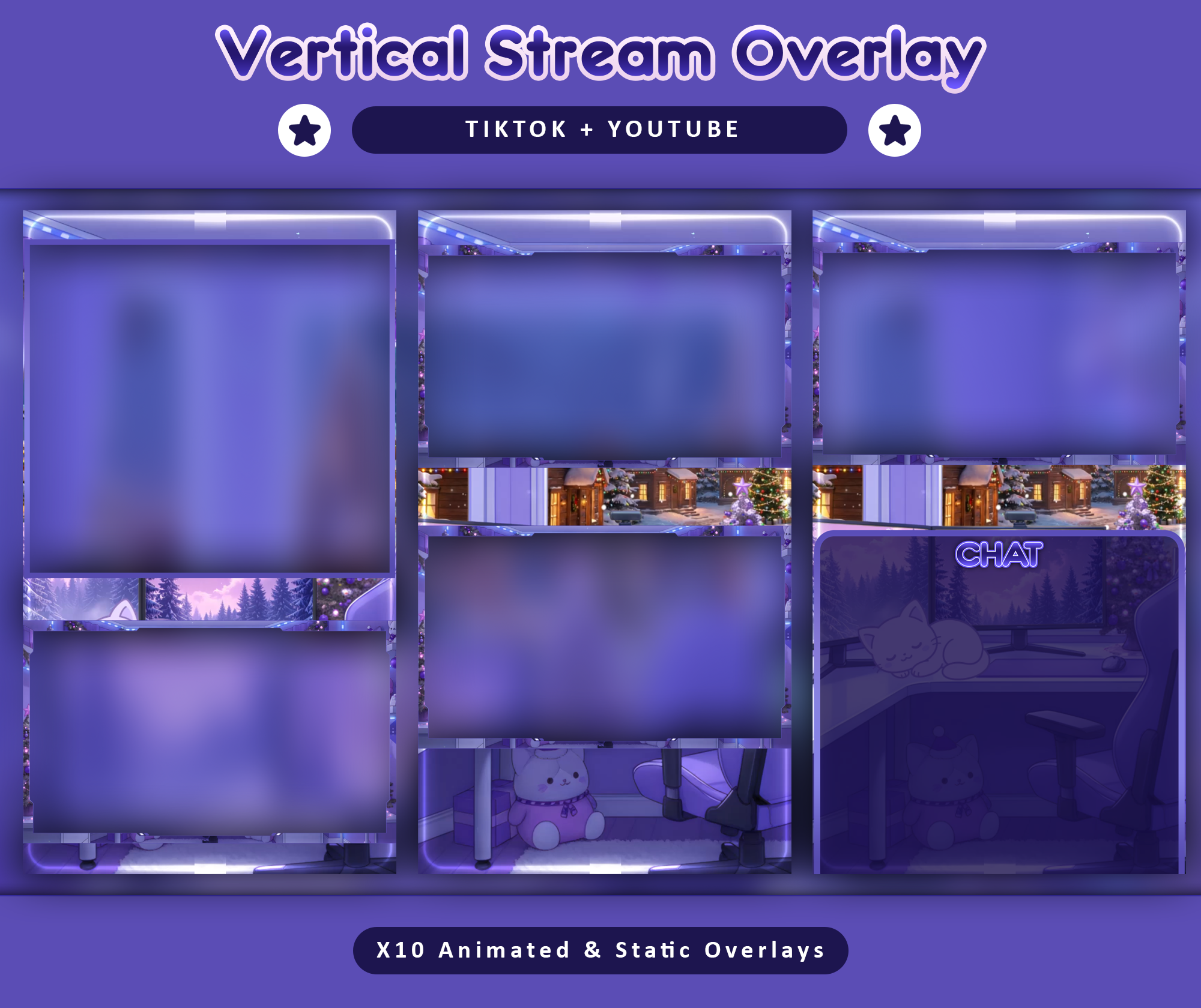 Cozy Christmas Cat Animated TikTok Stream Overlay Package by ...