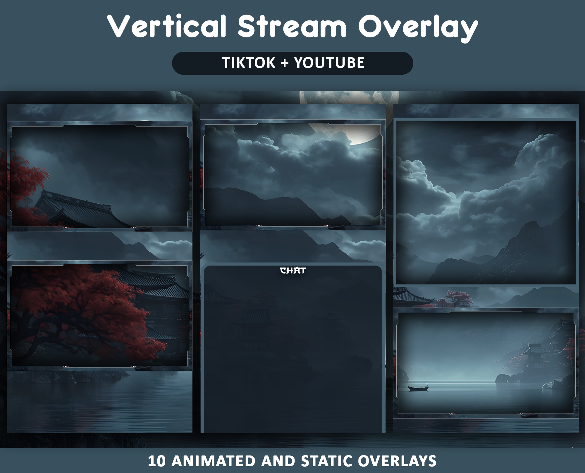 Samurai Moon Vertical Stream Pack – Animated TikTok Overlay by ...