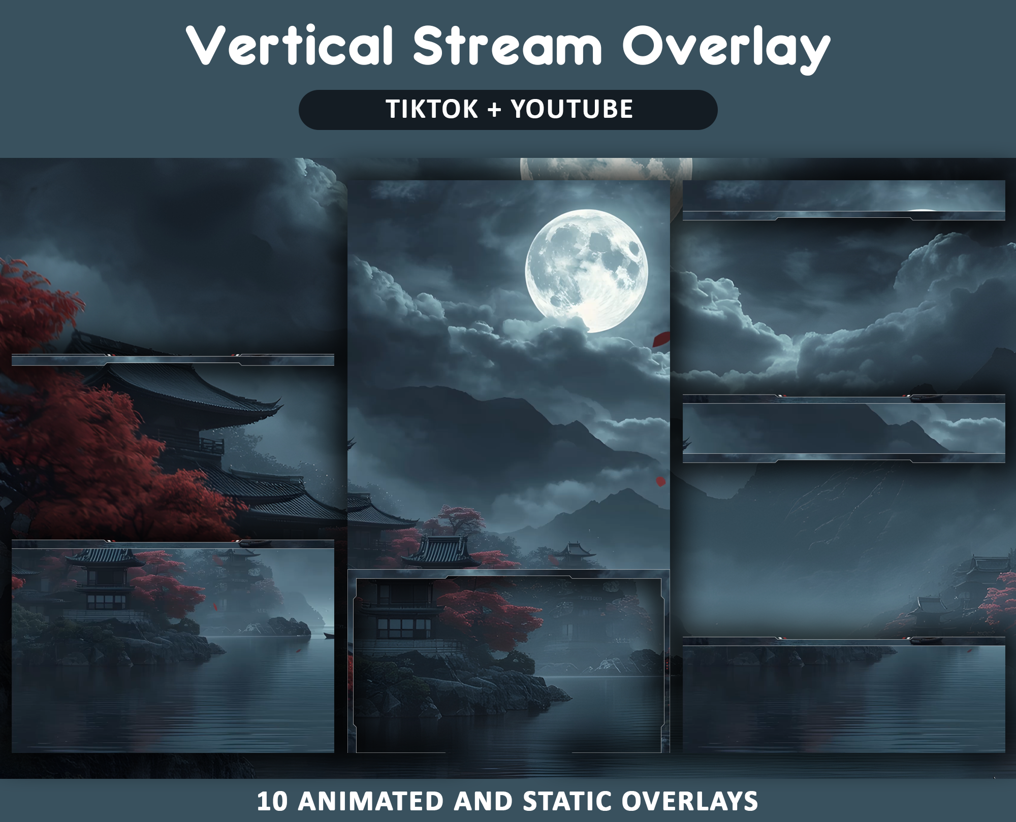 Samurai Moon Vertical Stream Pack – Animated TikTok Overlay by ...