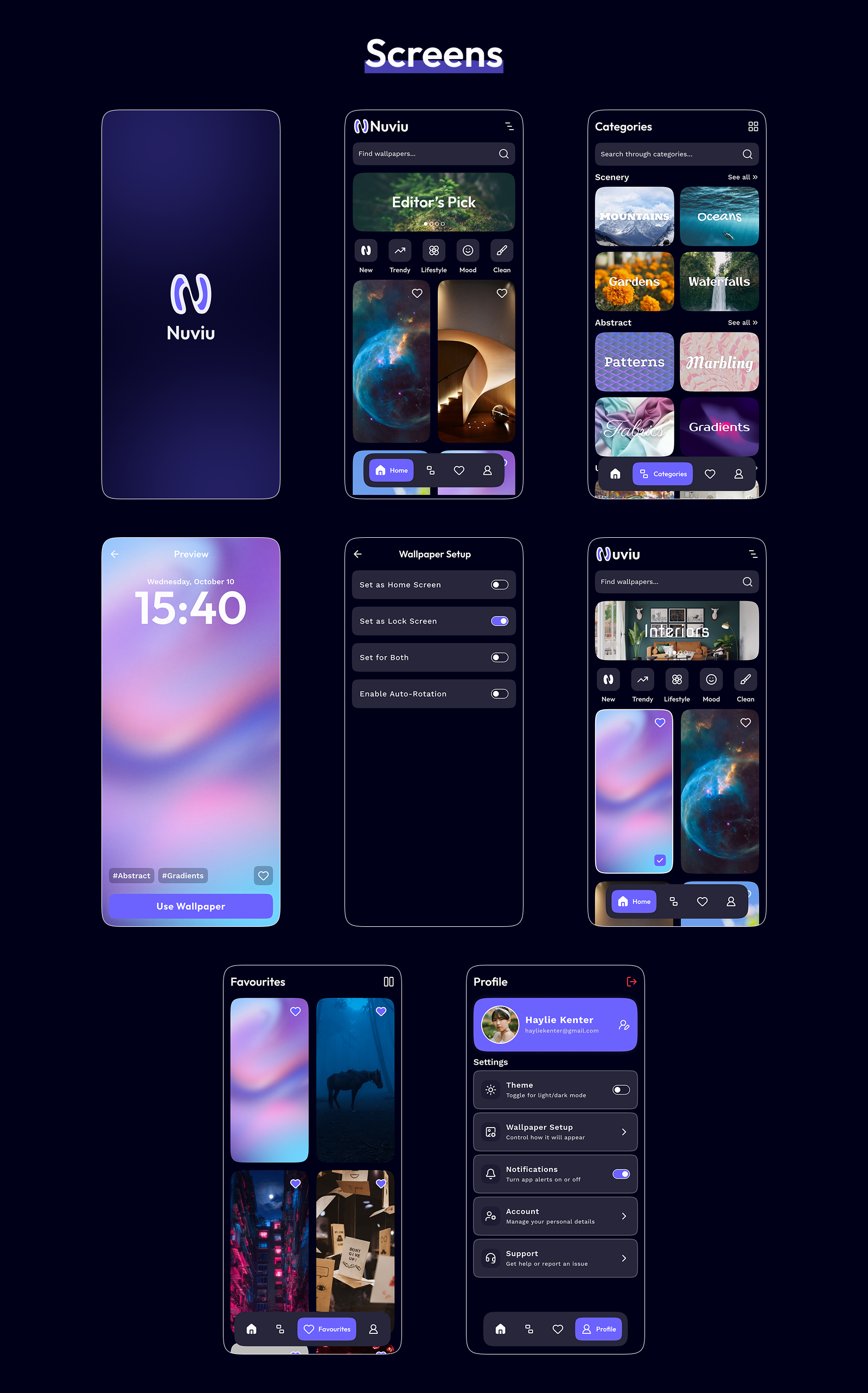 Nuviu – Wallpaper App UI Design by Kanyinsola Ogunwale on Dribbble