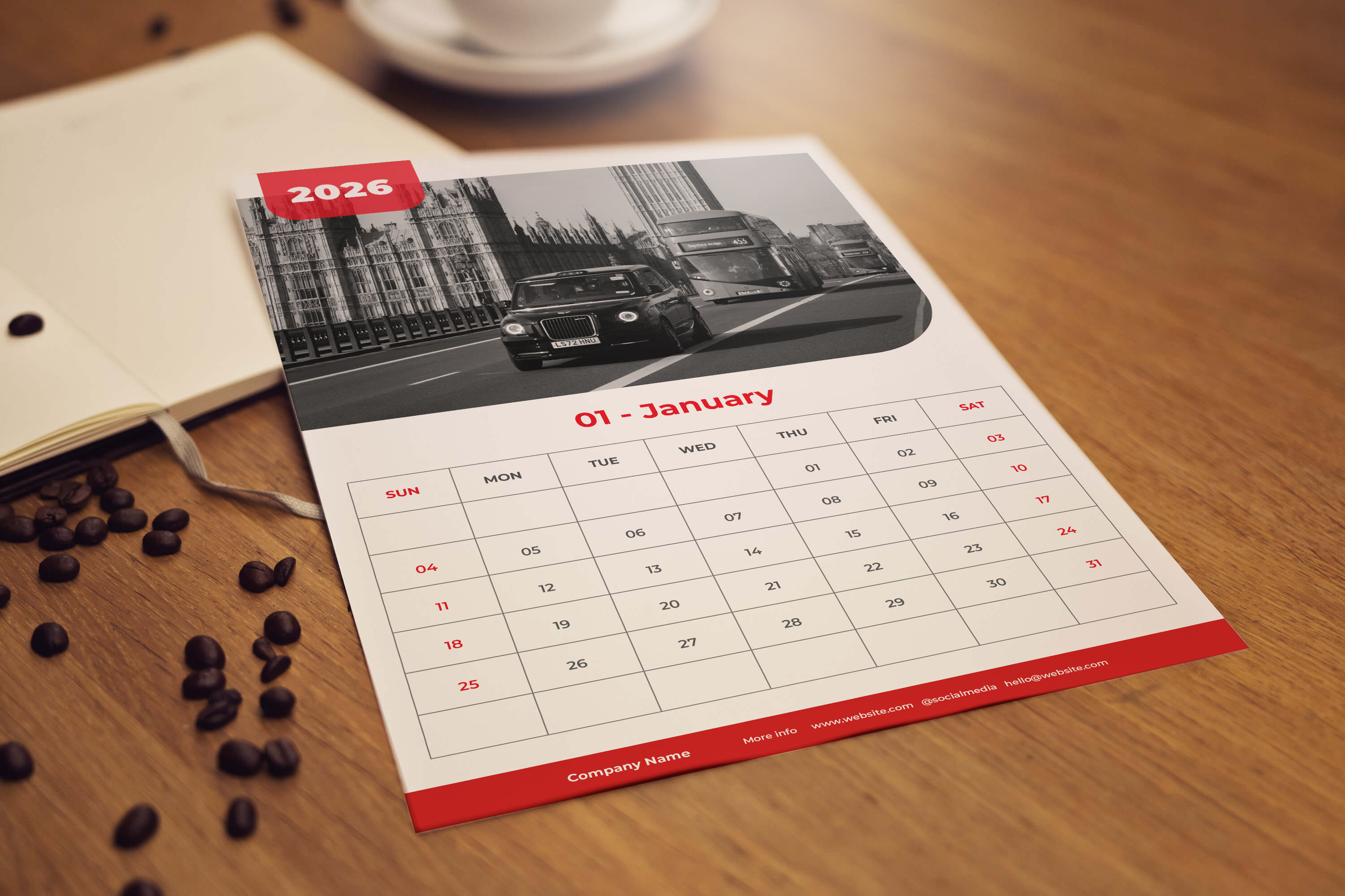 2026 wall calendar template with 12 month Layout by Grap Score on Dribbble