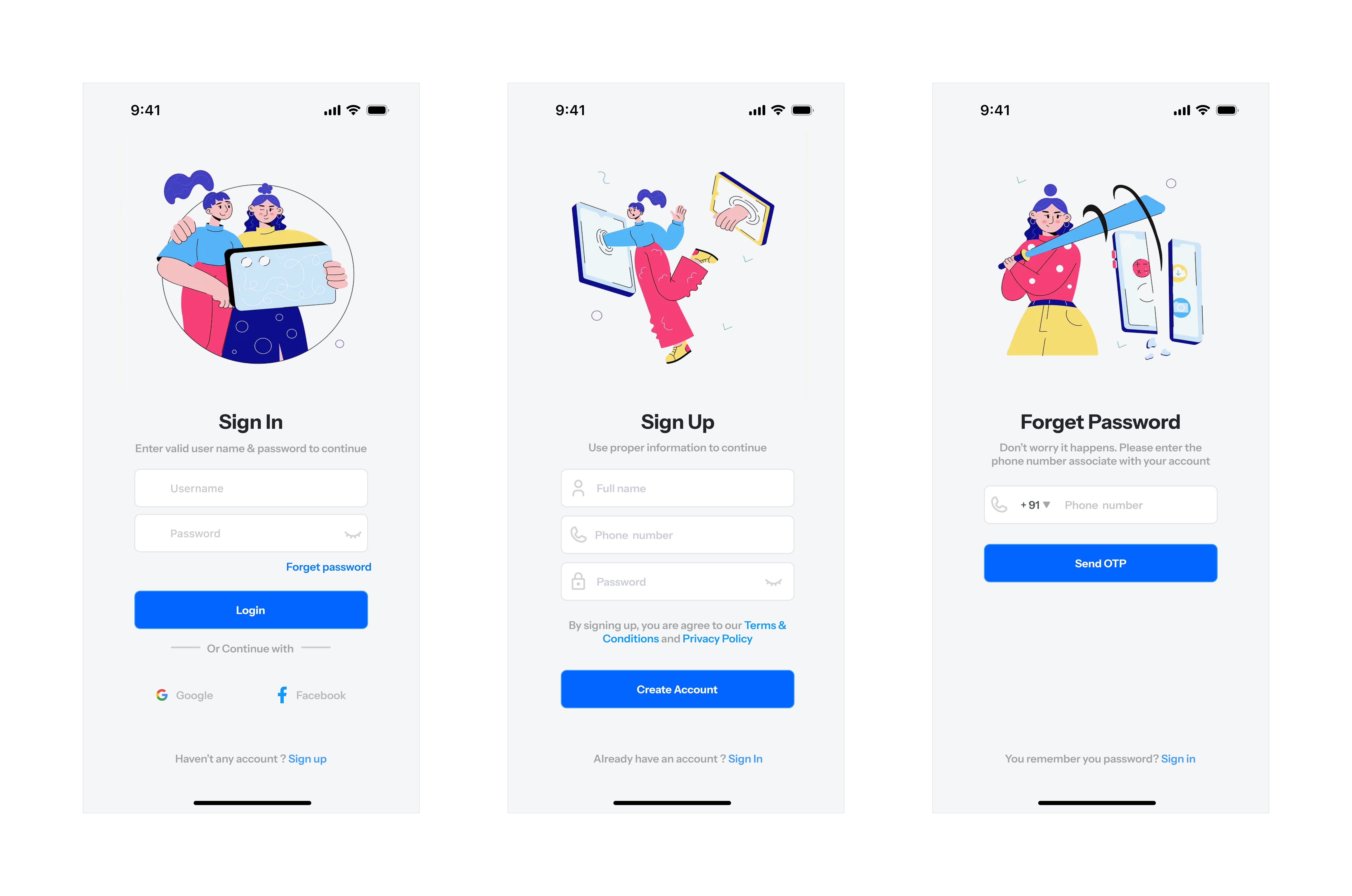 Authentication Screens —Sign In, Sign Up & Forgot Password UI by Vishal ...