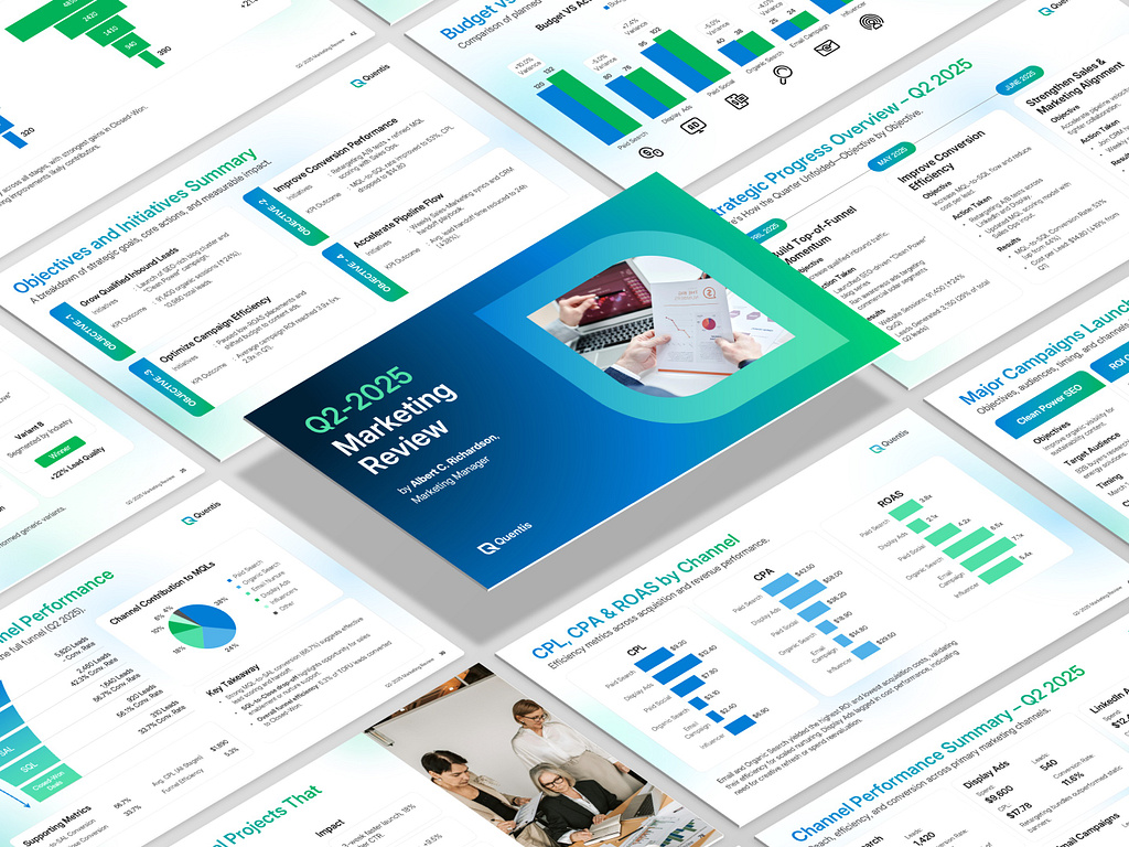 Quarterly Marketing Review Presentation by Gravicia on Dribbble