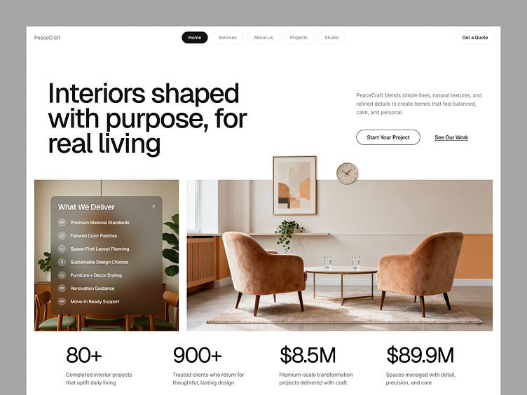 Interior Design Website Hero Section by JA. Parvez for Wingly on Dribbble