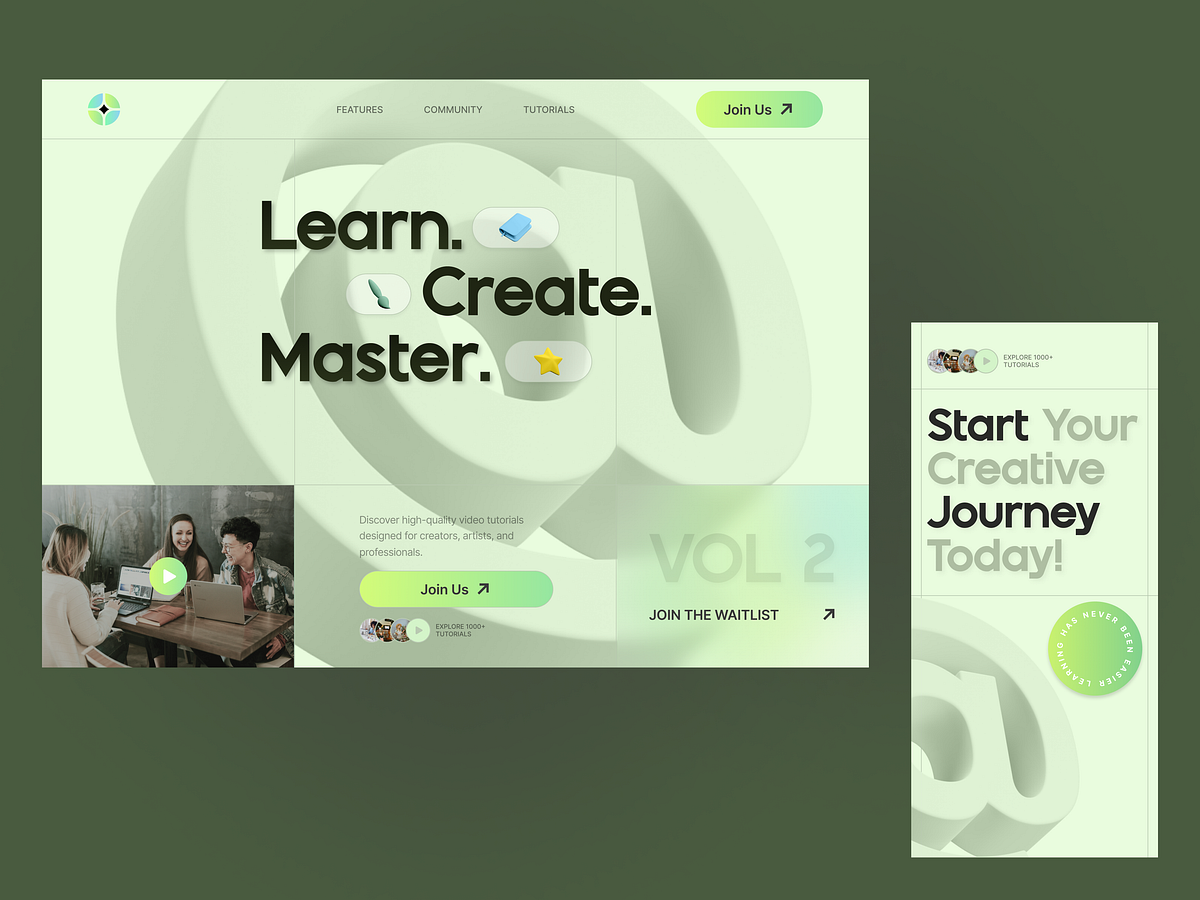 Creative Learning Landing Page – Online Course Platform Hero UI by ...