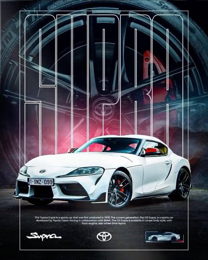 Toyota Supra Sports Car Poster Design. by Anayat Haque Khan on Dribbble