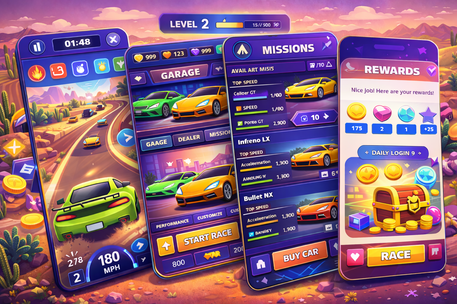 Mobile car game design by Mohammed Gadhgadhi on Dribbble
