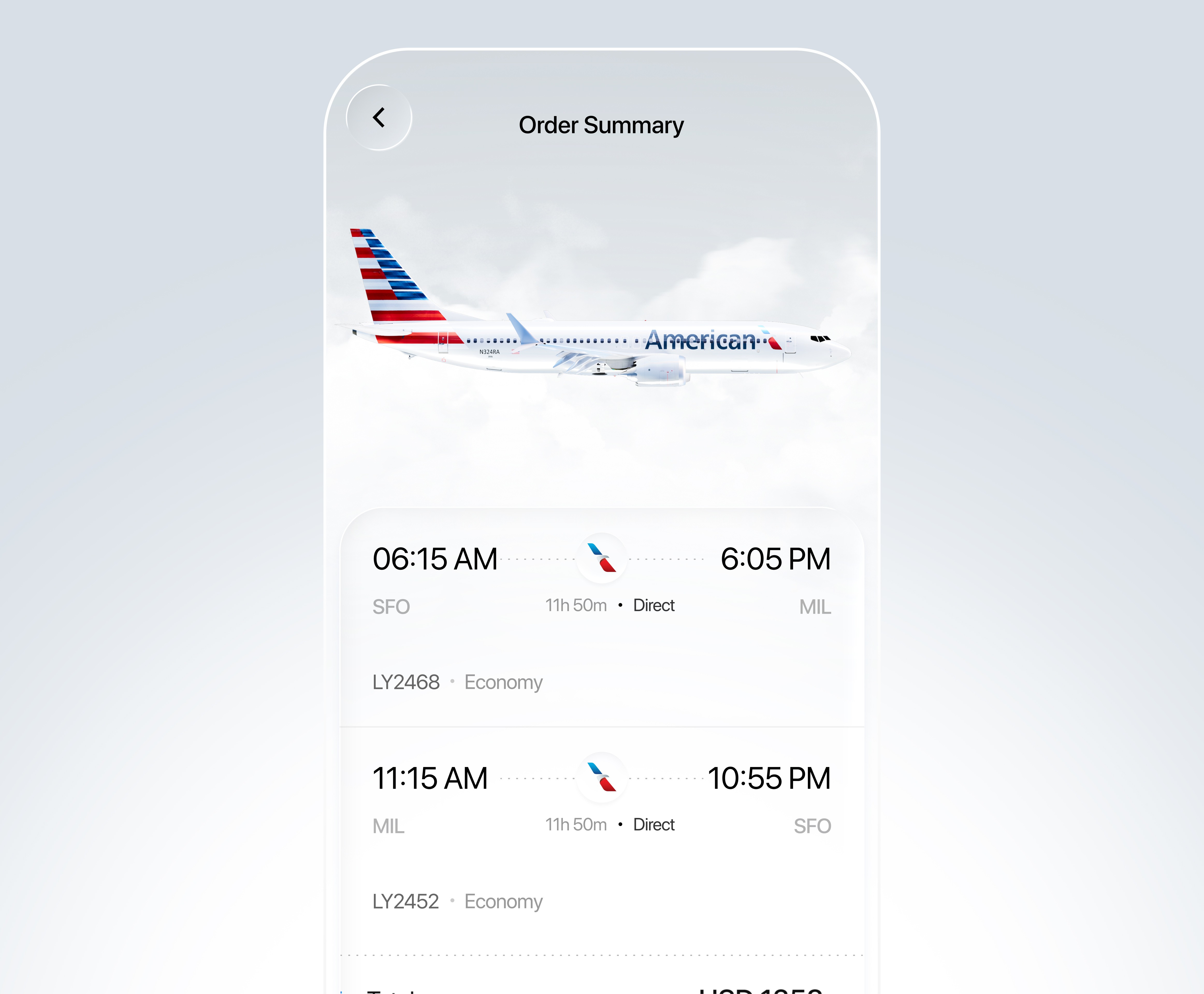 Flights App — Glass UI Light Mode Design by AmazingUI by AmazingUI on ...