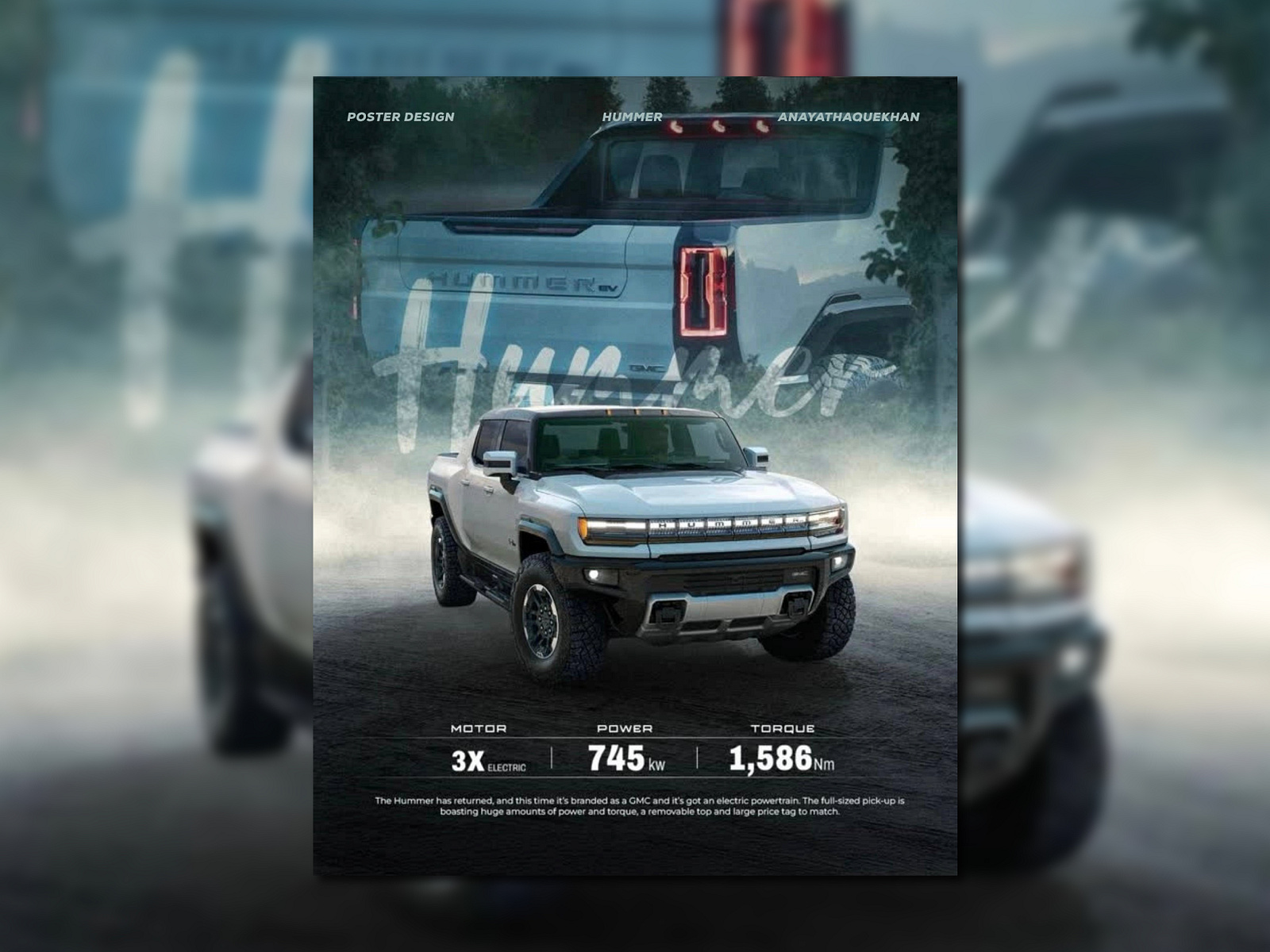 GMC Hummer EV Pickup Truck Poster Design. by Anayat Haque Khan on Dribbble