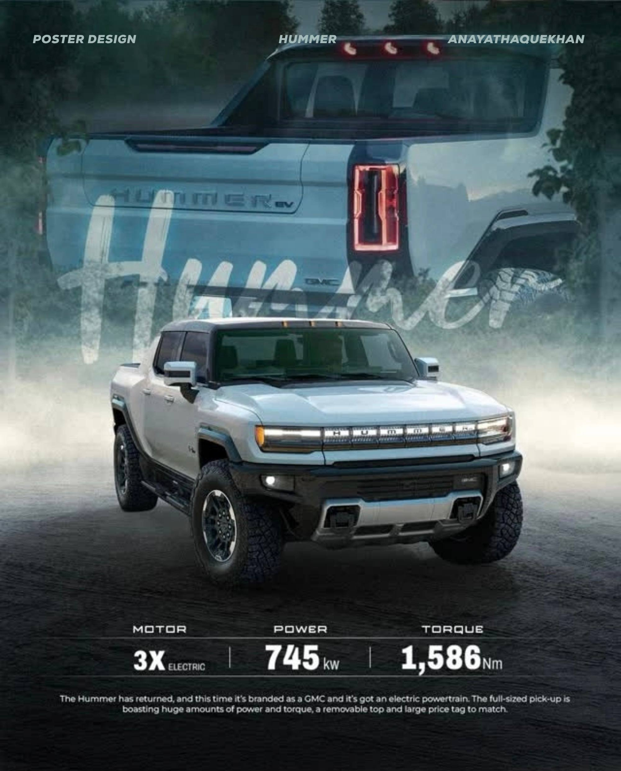 GMC Hummer EV Pickup Truck Poster Design. by Anayat Haque Khan on Dribbble