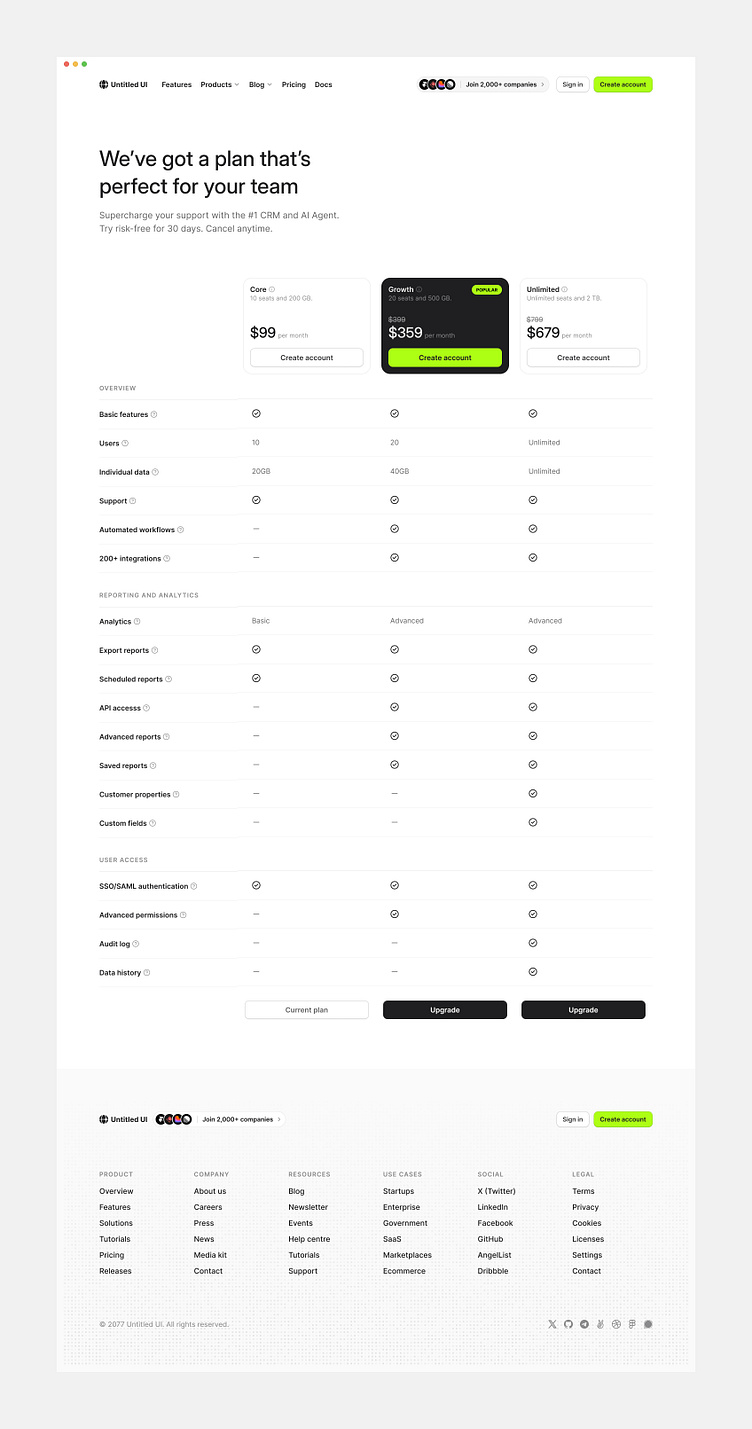 Pricing — Untitled UI by Jordan Hughes® on Dribbble