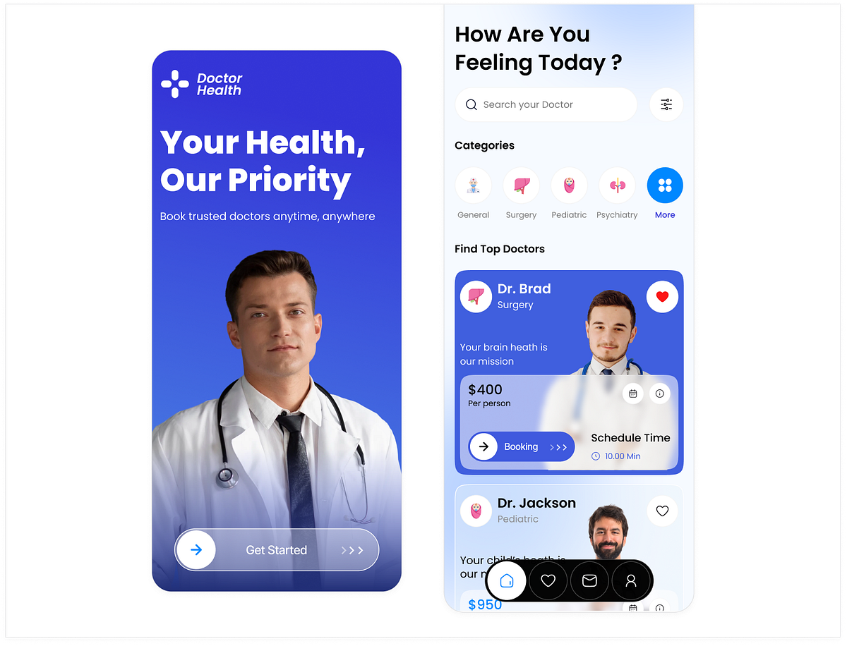 Doctor Appointment App — Clean Healthcare UI by Pentaclay on Dribbble