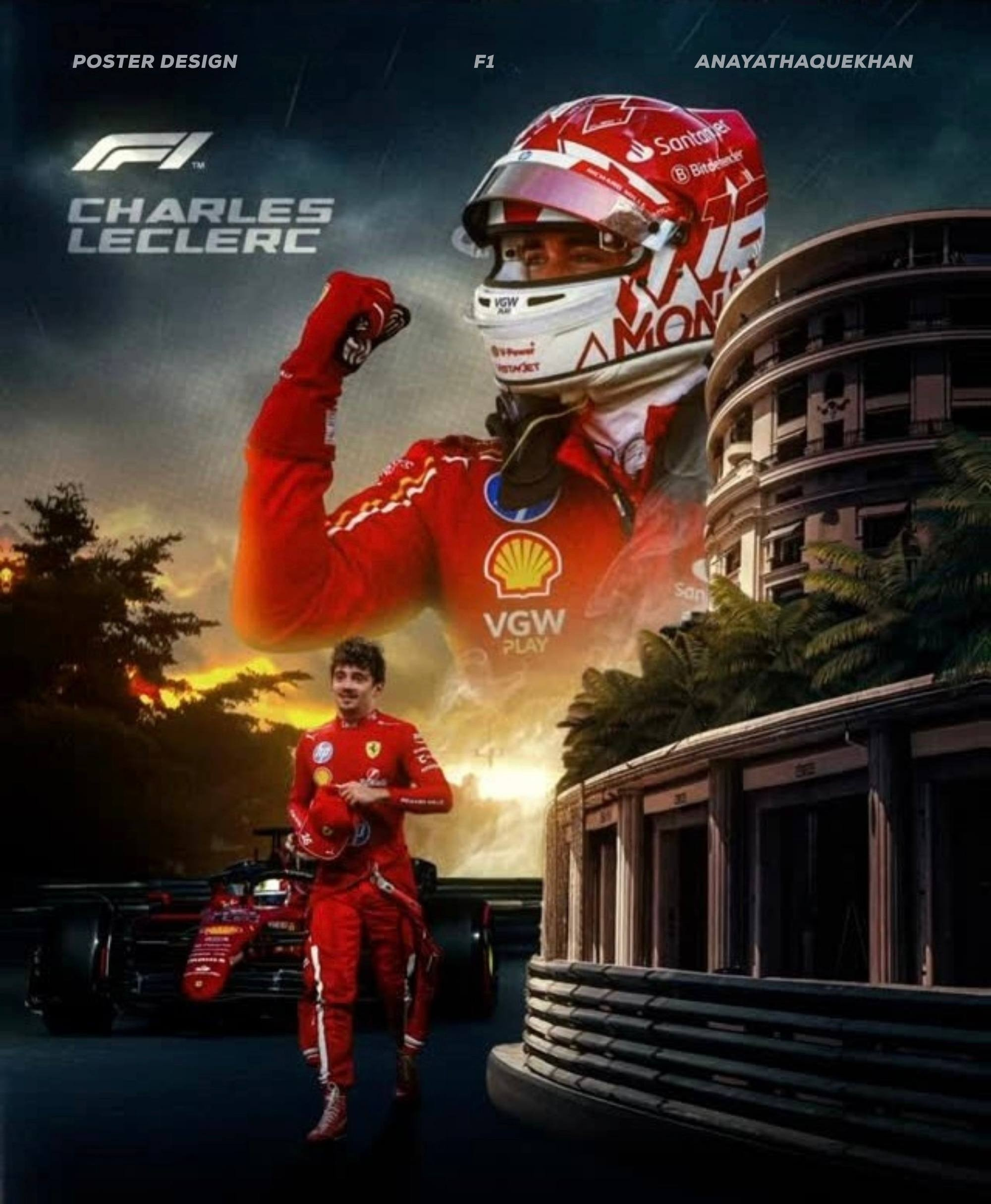 Charles Leclerc Formula One Driver Car Poster Design. by Anayat Haque ...