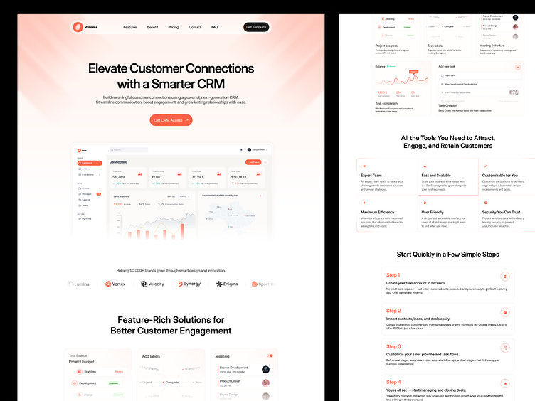 Vinoma - CRM SaaS Landing Page by MD MONIR HOSSAIN on Dribbble