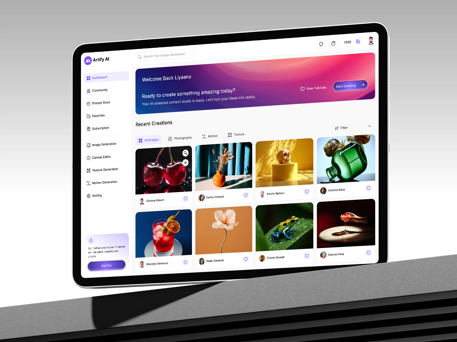 Artify AI — Image Generation Dashboard | Creative AI Web UI by ...