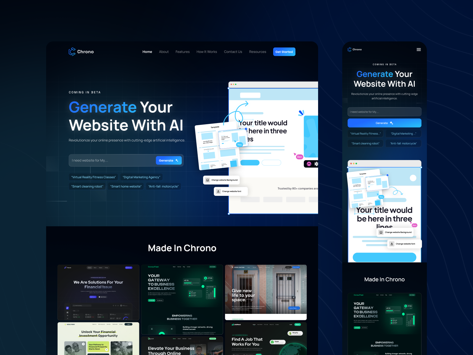 Chrono - AI Web Builder Landing Page in Desktop & Responsive by Afif ⚡️ ...