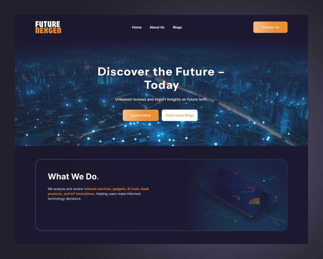 FutureNexGen – Tech & Telecom Web UI Design by Neha Verma on Dribbble