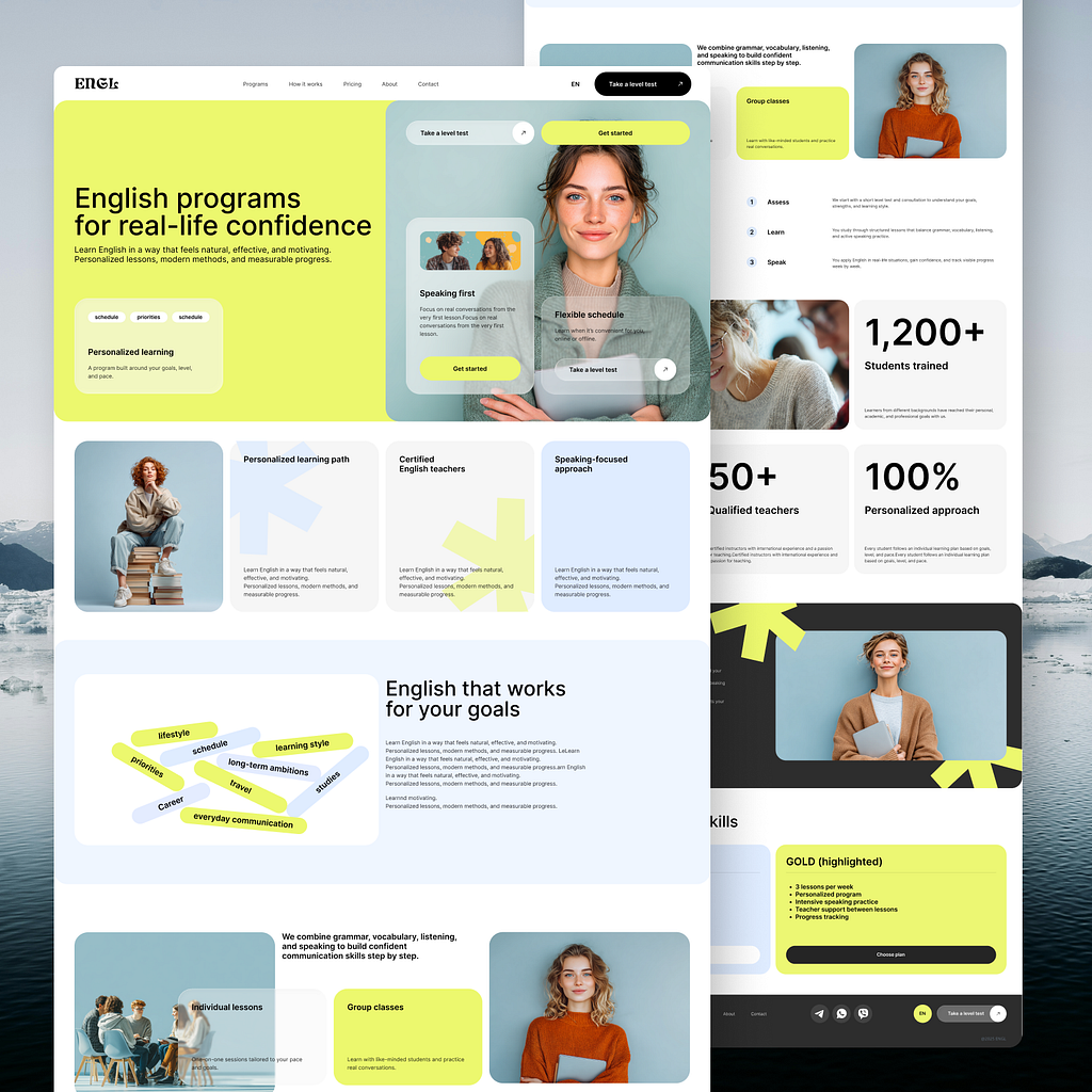 English Learning Platform — Website Design by Julia Lutsyshyn on Dribbble