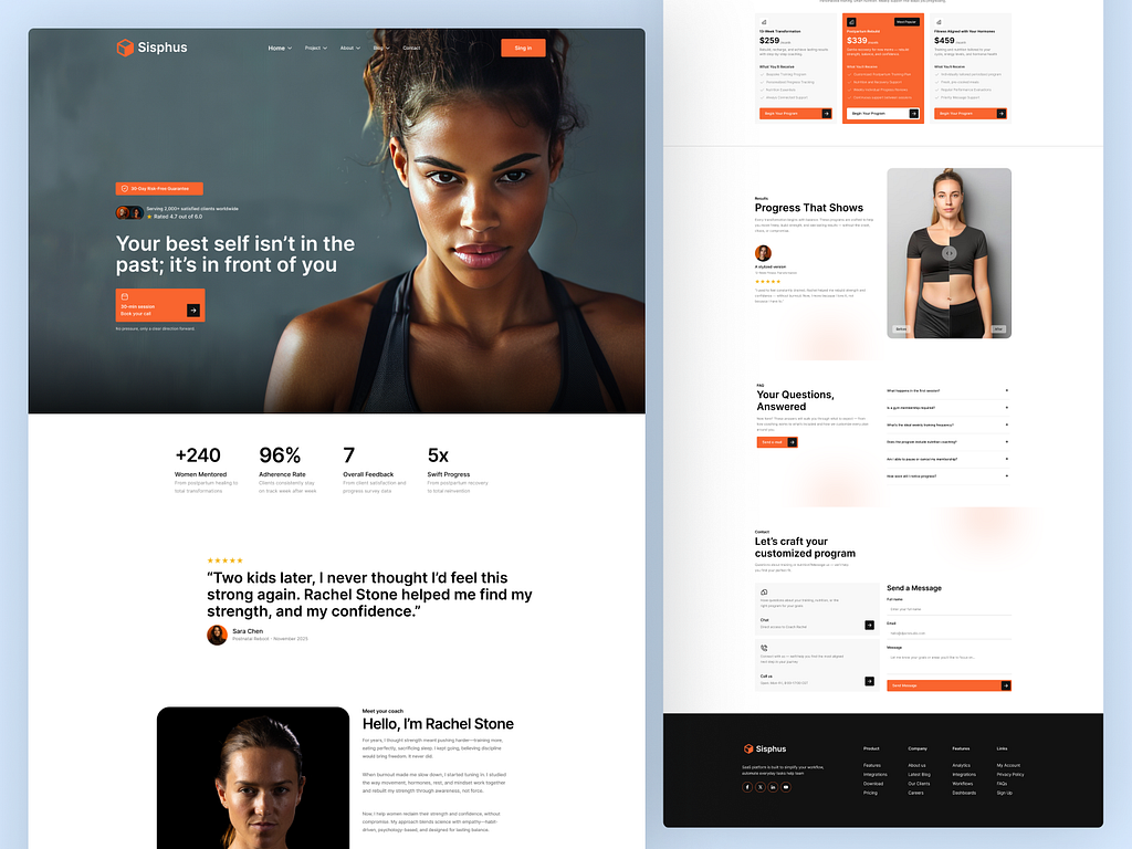 Sisphus–Personal Trainer Website For Gym & Fitness by Ordain IT on Dribbble