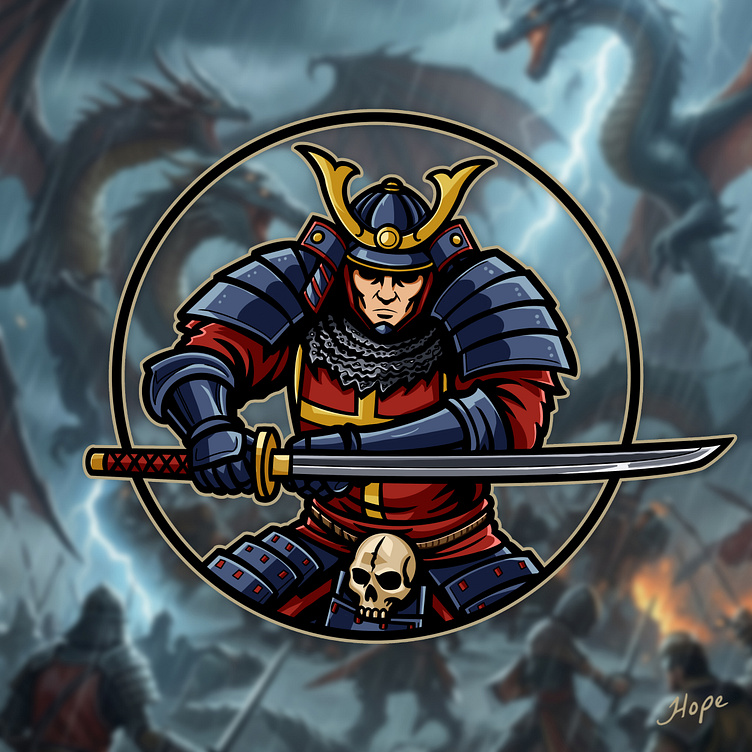 Samurai Mascot Logo Design with Custom Banner by Hope on Dribbble
