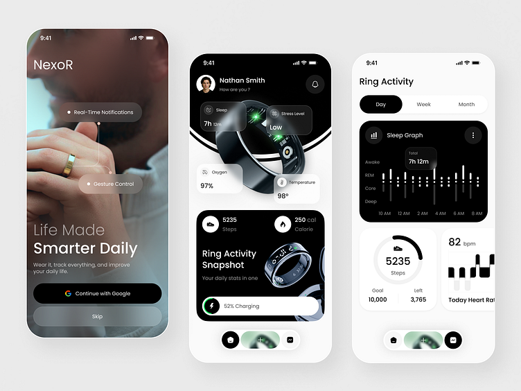 Smart Ring Health Tracking App by Abu Hossain on Dribbble