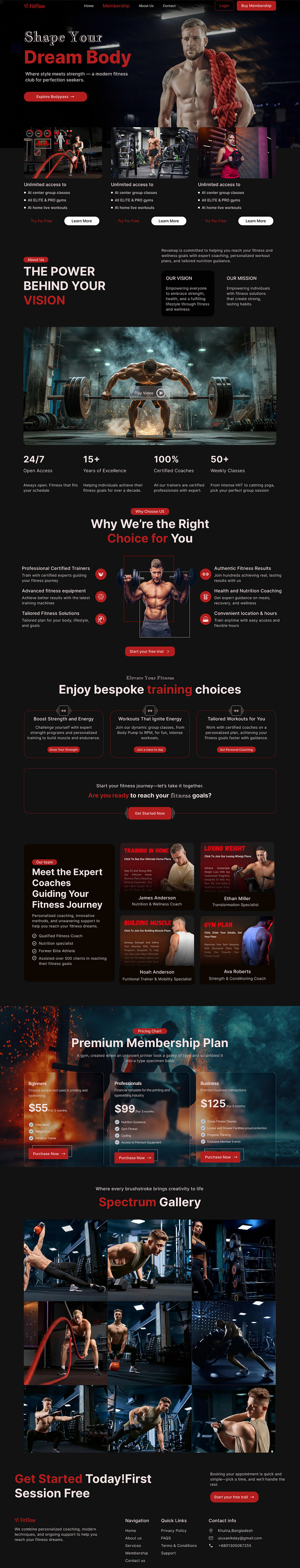 Premium Fitness Club & Gym Landing page by Anik Kumar Dey on Dribbble