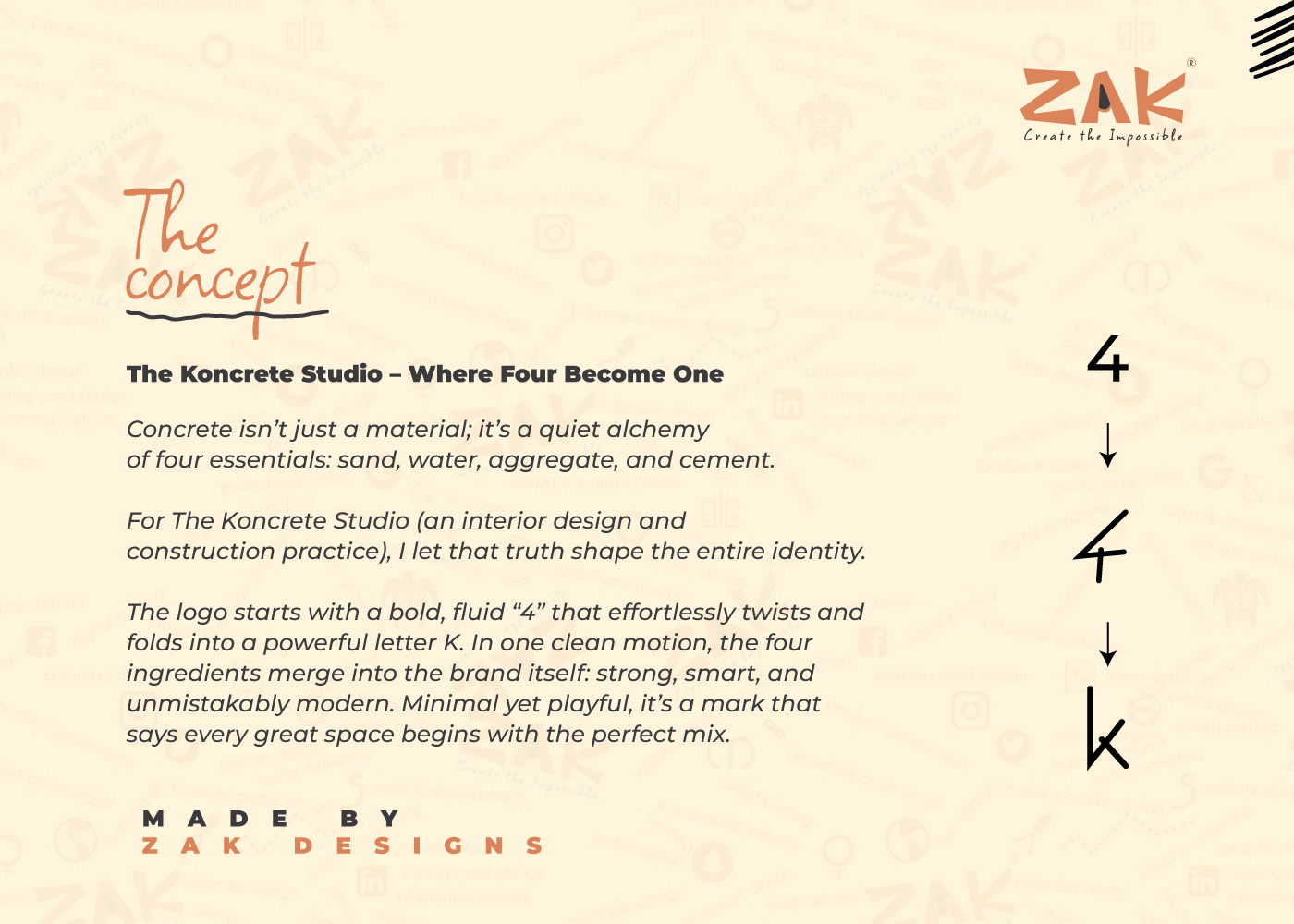 Concept-Based Logo for Koncrete Studio by Zain Ahmed Kamal on Dribbble