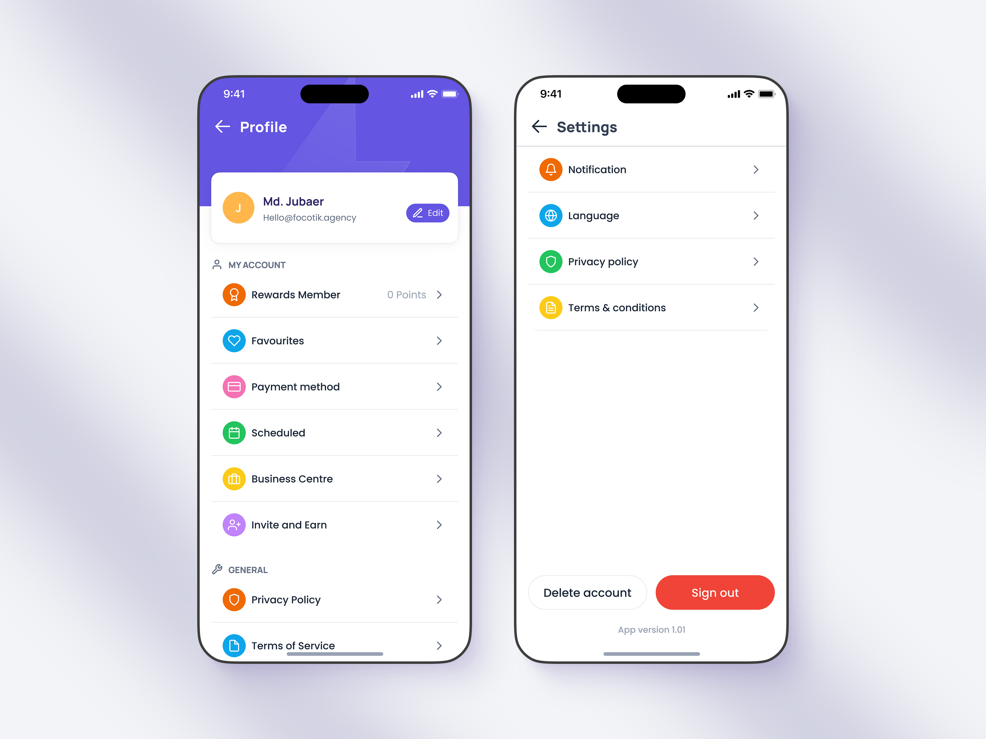 User Profile UI | App Design Profile Page, Settings by FocoTik UI UX ...