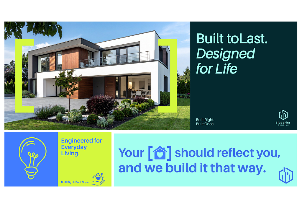 Blueprint buildings branding by Black Swan Media on Dribbble