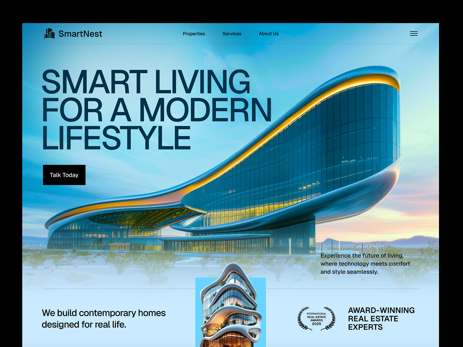 SmartNest — Real Estate Website UI by Bikash Chandra on Dribbble
