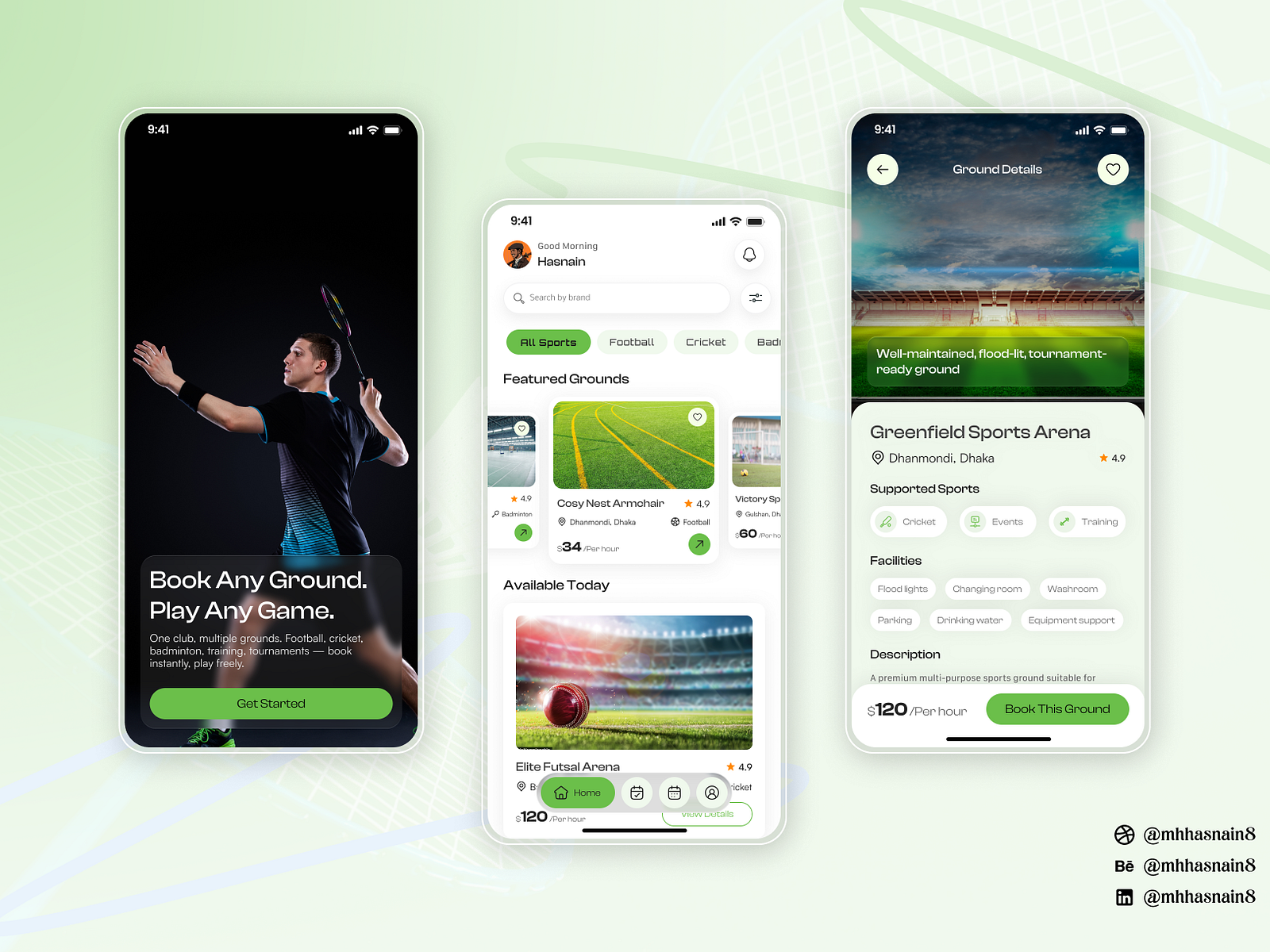 Sports Ground Booking App UI by Md. Hasnain on Dribbble